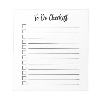 Simple Black And White Lined Checklist To Do List Notepad | Zazzle