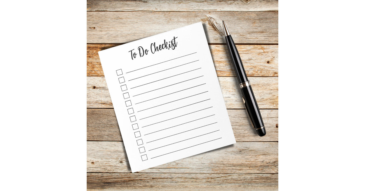 Simple Black And White Lined Checklist To Do List Notepad | Zazzle