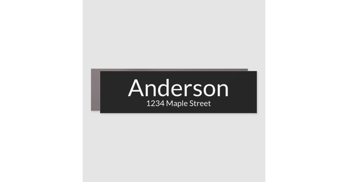 Simple Black and White Mailbox Name Street Address Car Magnet | Zazzle
