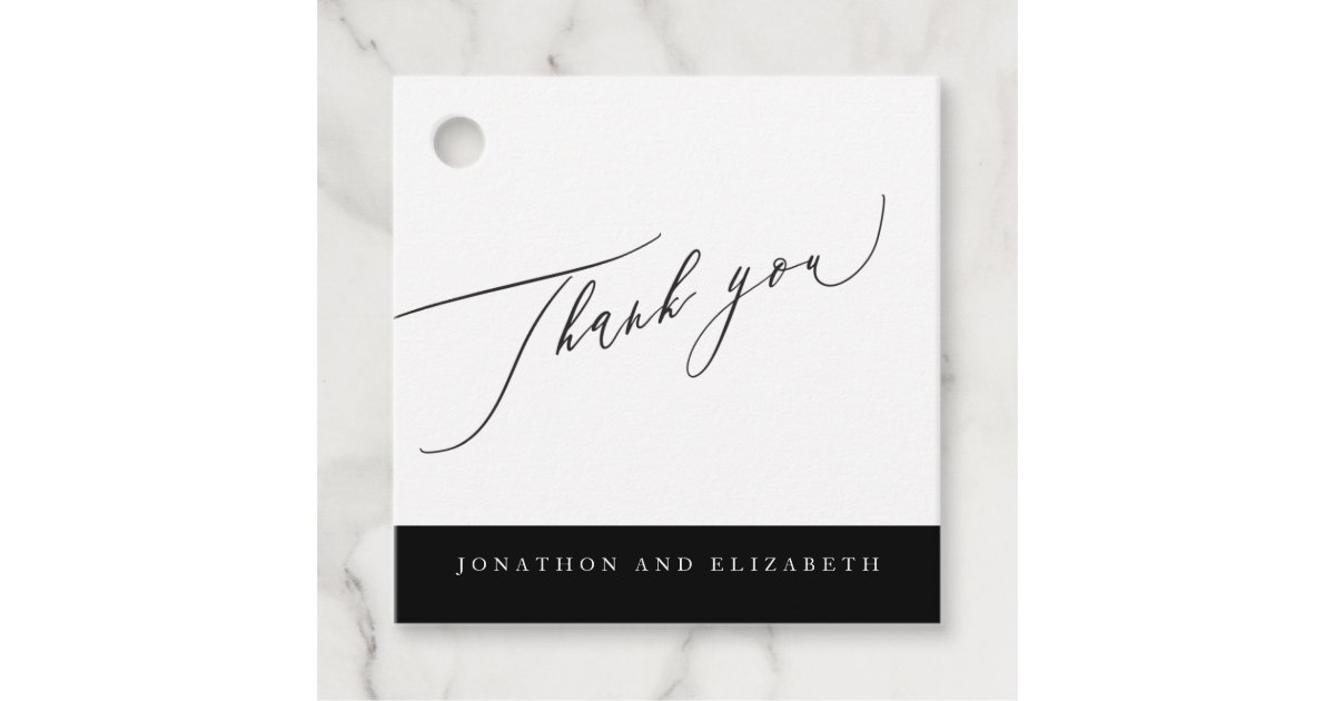 Simple Black and White Modern Calligraphy Favor Tags | Zazzle