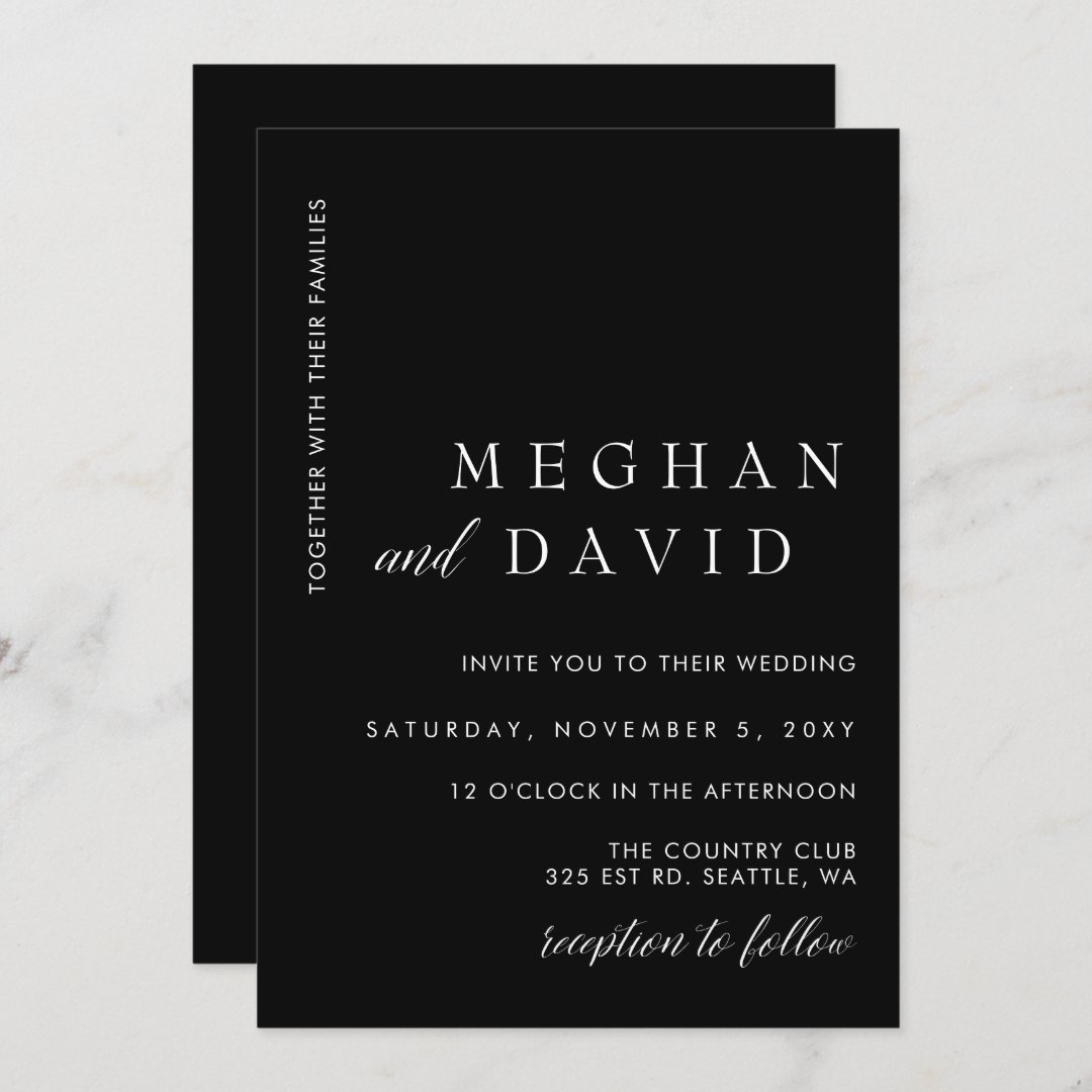 Simple Black and White Modern Wedding Invitation | Zazzle
