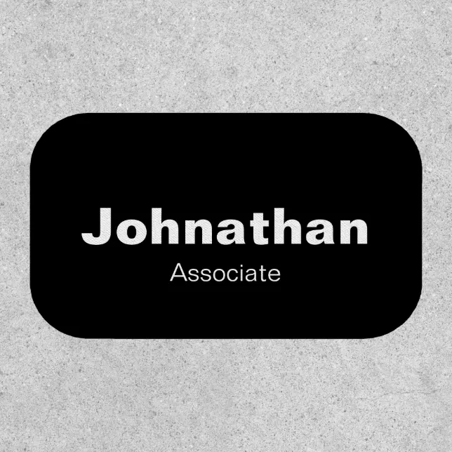 Simple Black and White Name and Job Title Patch | Zazzle