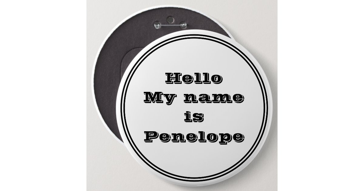 Simple Black and White Name Tag Pinback Button | Zazzle