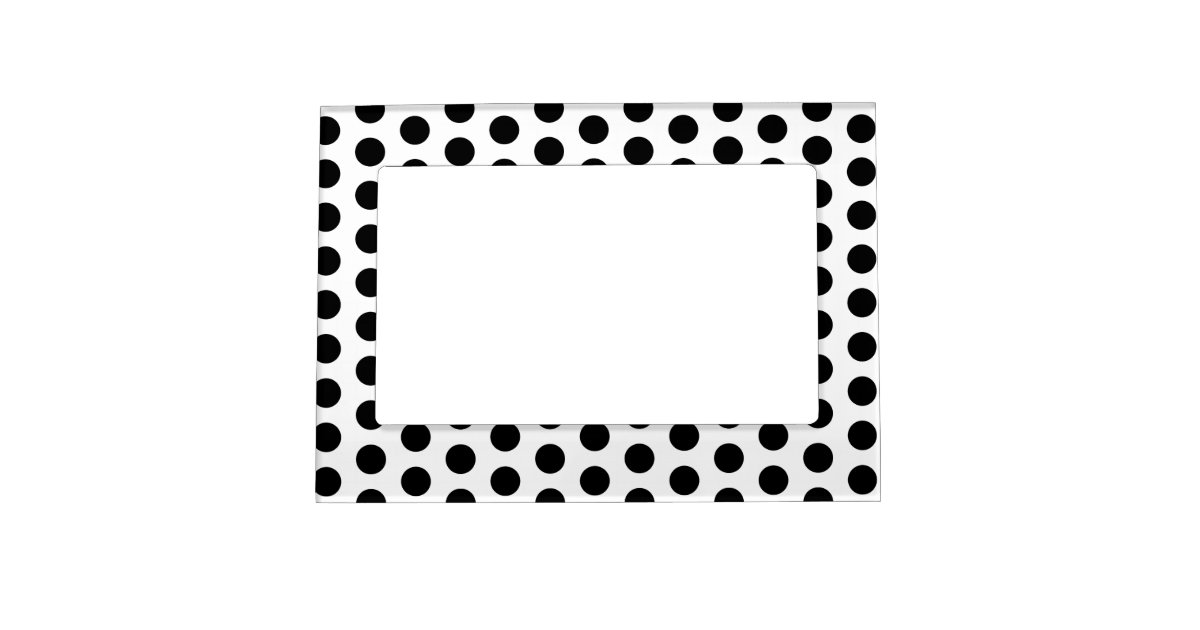 Simple Black and White Polka Dot Basic Pattern Magnetic Photo Frame ...
