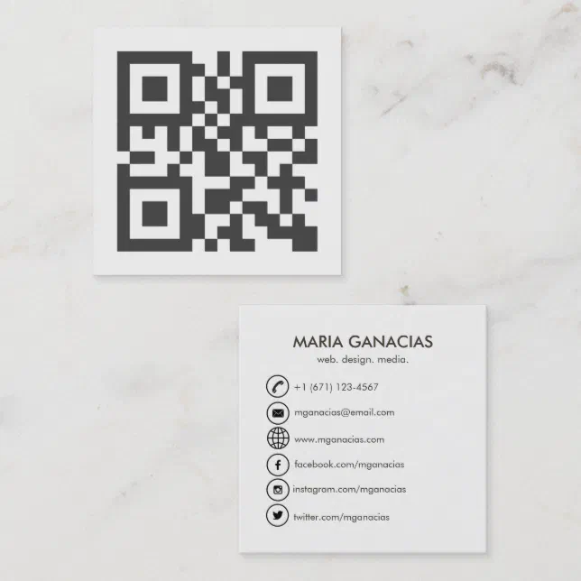 Simple Black and White QR Code Business Card | Zazzle