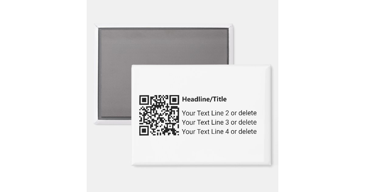 Simple Black and White QR Code with Text Template Magnet | Zazzle