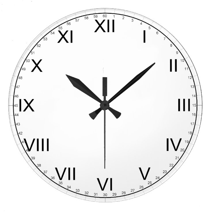 Simple Black and White-Roman Numerals Large Clock | Zazzle