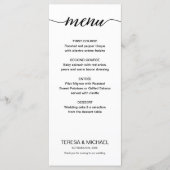 Simple Black and White Script Custom meals Wedding Menu | Zazzle