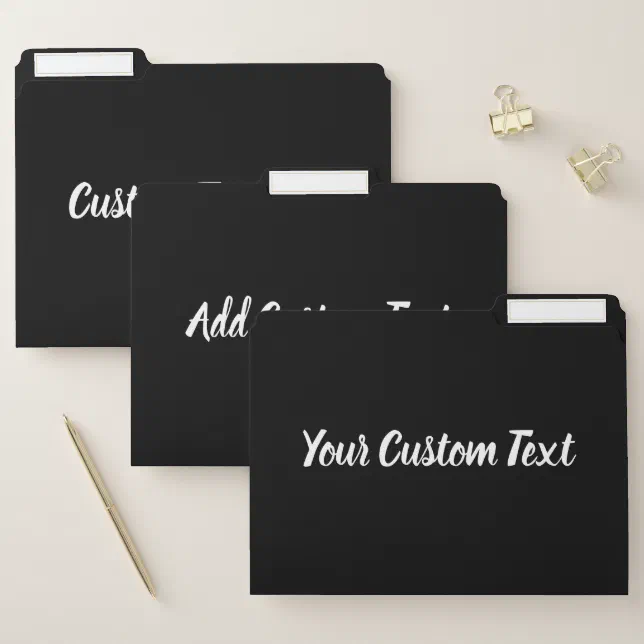 Simple Black and White Script Text Template File Folder | Zazzle