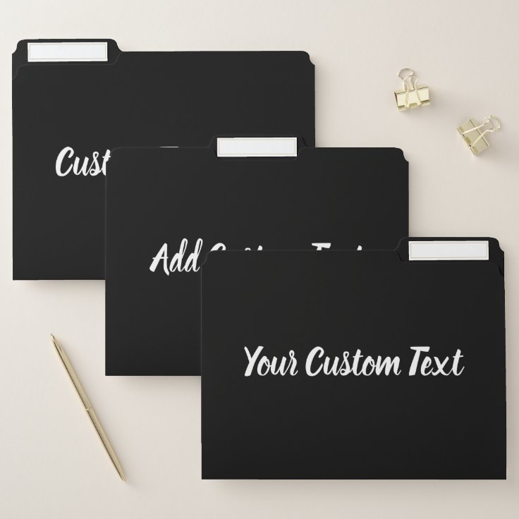 Simple Black and White Script Text Template File Folder | Zazzle