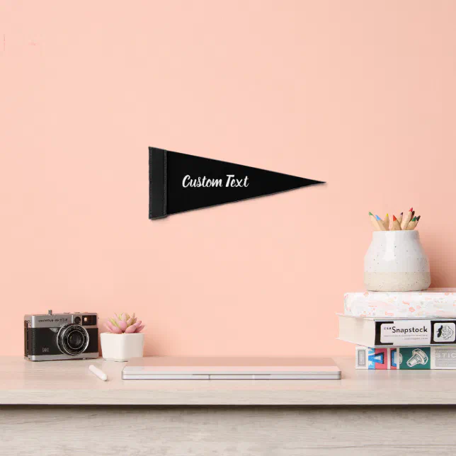 Simple Black and White Script Text Template Pennant Flag | Zazzle