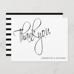 Simple Black And White Script Thank You Note Card | Zazzle