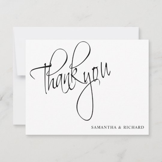 Simple Black And White Script Thank You Note Card | Zazzle.com