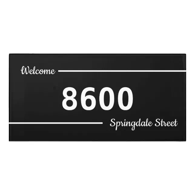 Simple Black and White Street Address Welcome Door Sign | Zazzle