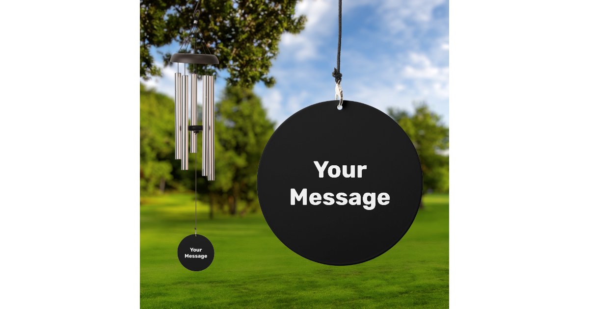 Simple Black and White Text Template Wind Chime | Zazzle
