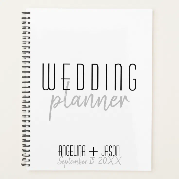 Simple Black and White Wedding Planner | Zazzle