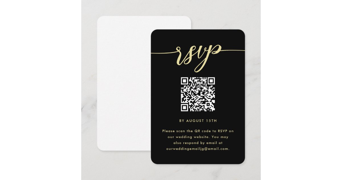 Simple Black and White Wedding RSVP with QR Code | Zazzle