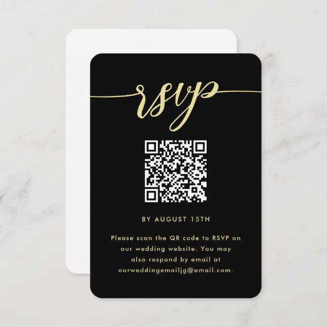 Simple Black and White Wedding RSVP with QR Code | Zazzle
