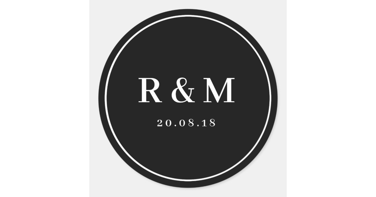 Simple black and white wedding sticker | Zazzle