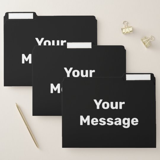 Simple Black and White Your Message Text Template File Folder | Zazzle.com