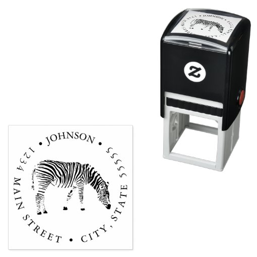 Simple Black and White Zebra Stripes Return Label Self-inking Stamp ...