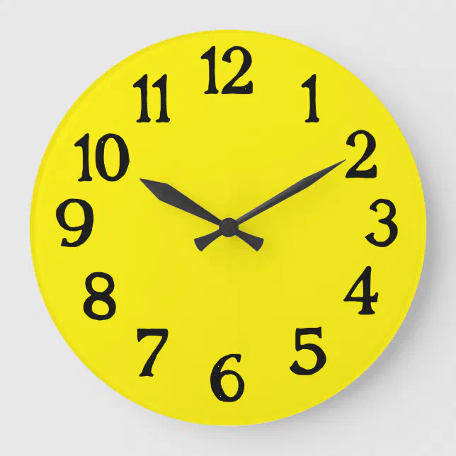 Simple Black and Yellow Normal Plain Clock | Zazzle