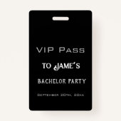 Simple Black Bachelor Party VIP Pass Access Badge | Zazzle