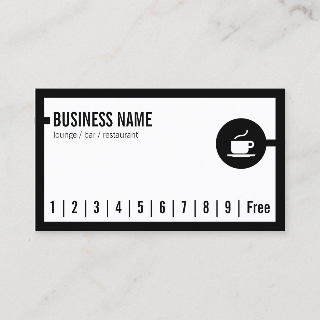 Simple Black Border Lounge Bar Loyalty Card | Zazzle