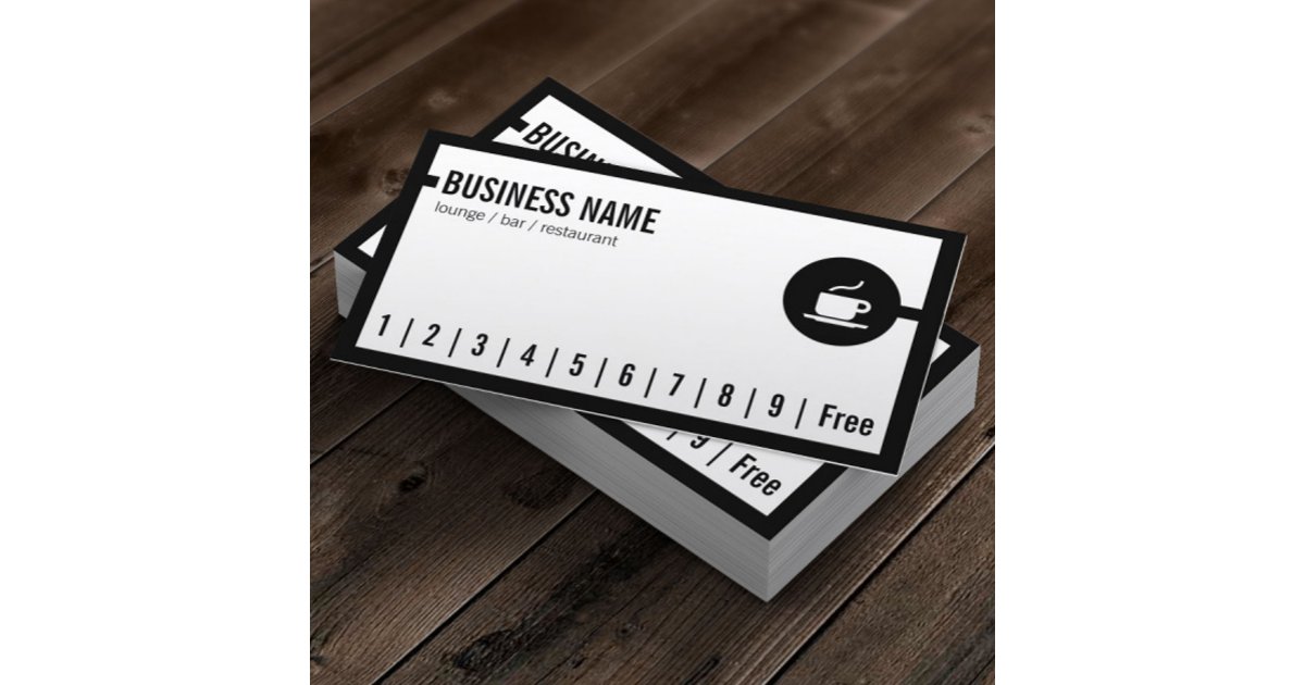 Simple Black Border Lounge Bar Loyalty Card | Zazzle