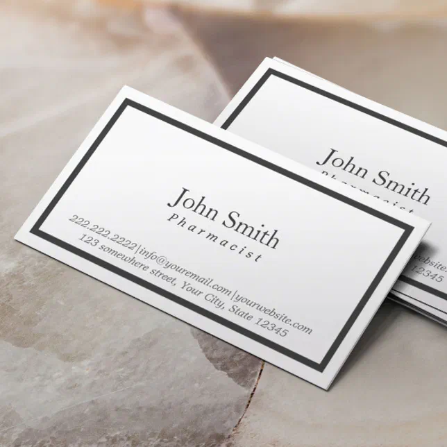 Simple Black Border Pharmacist Business Card | Zazzle