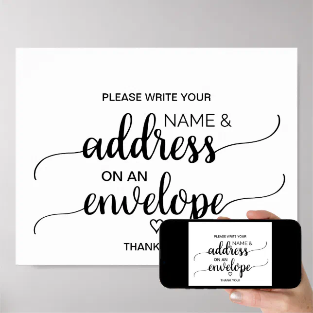 Simple Black Calligraphy Address An Envelope Sign | Zazzle