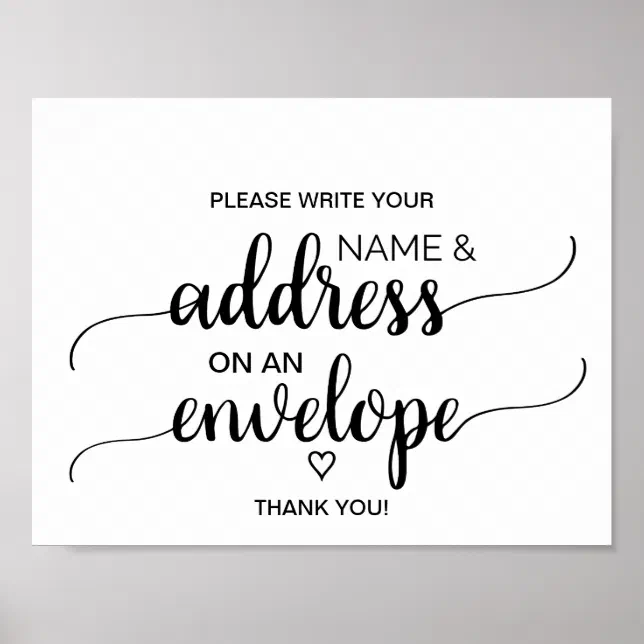 Simple Black Calligraphy Address An Envelope Sign | Zazzle