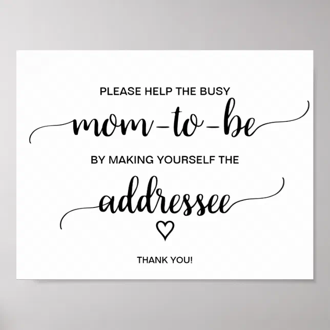 Simple Black Calligraphy Addressee Sign | Zazzle