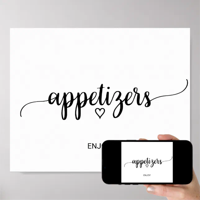 Simple Black Calligraphy Appetizers Sign | Zazzle