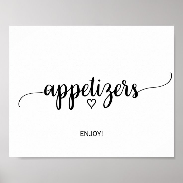 Simple Black Calligraphy Appetizers Sign | Zazzle