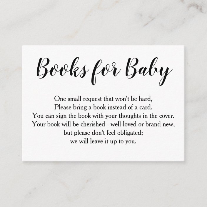 Simple Black Calligraphy Book Request Insert | Zazzle.com