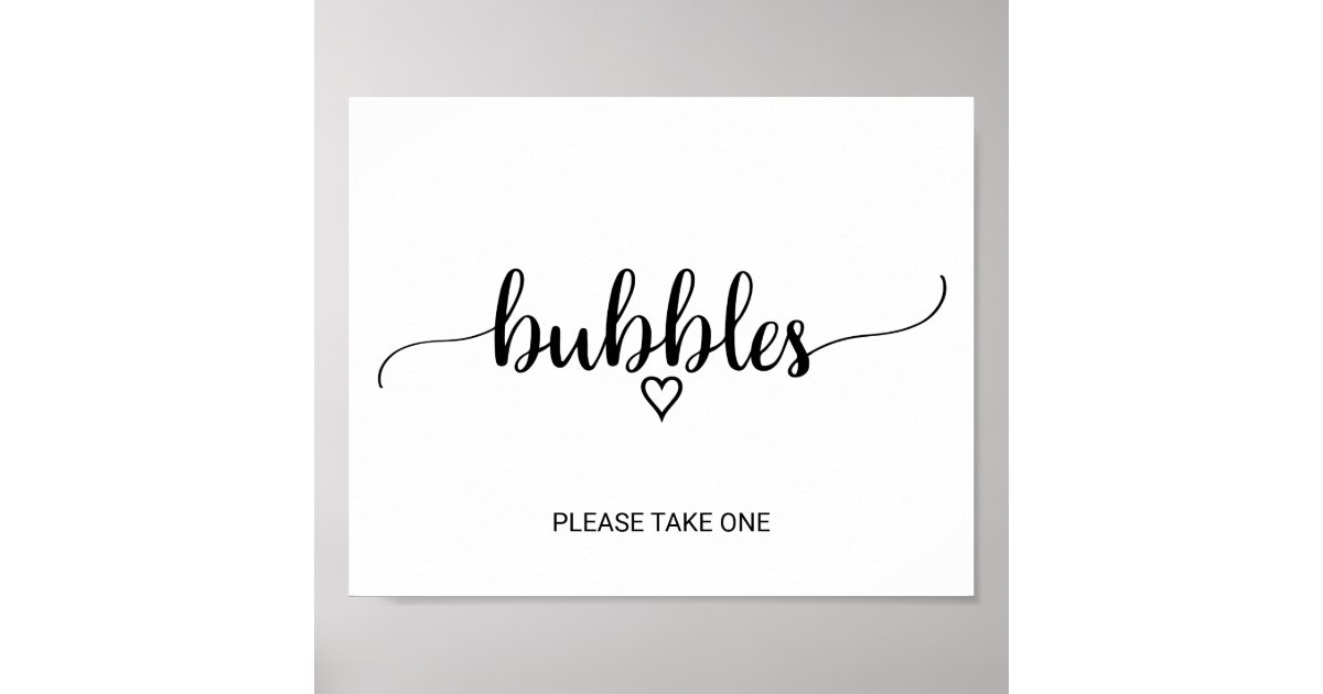 Simple Black Calligraphy Bubbles Sign | Zazzle