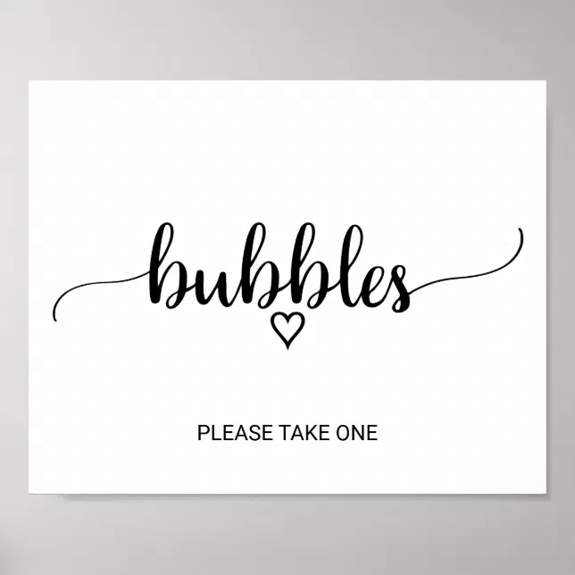 Simple Black Calligraphy Bubbles Sign | Zazzle