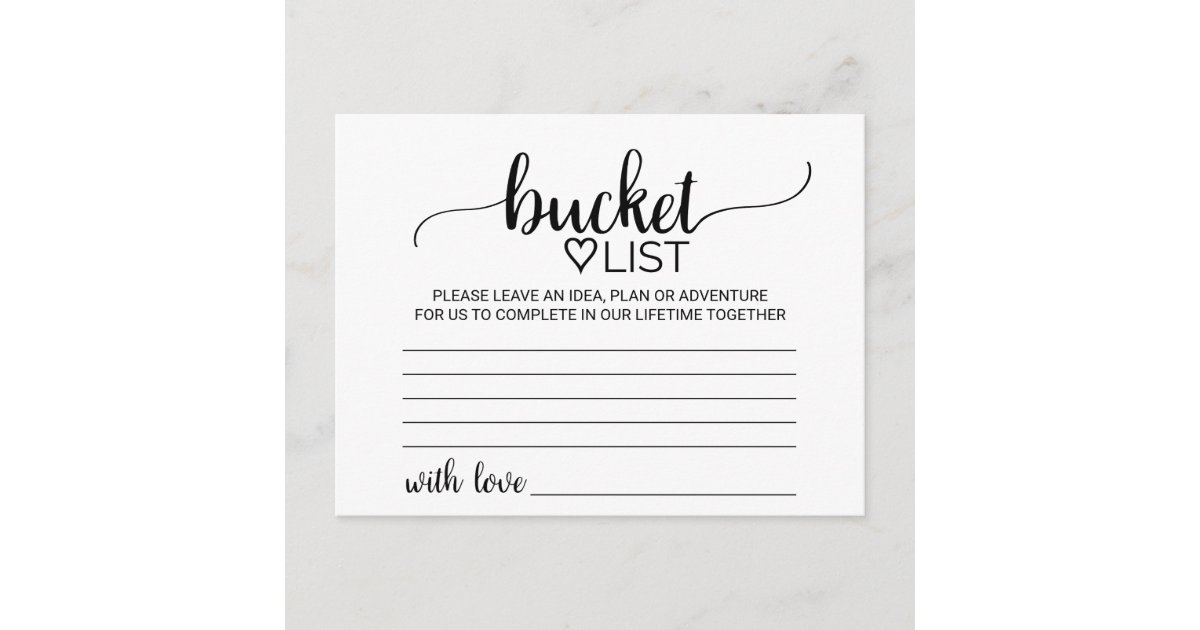 Simple Black Calligraphy Bucket List Cards | Zazzle