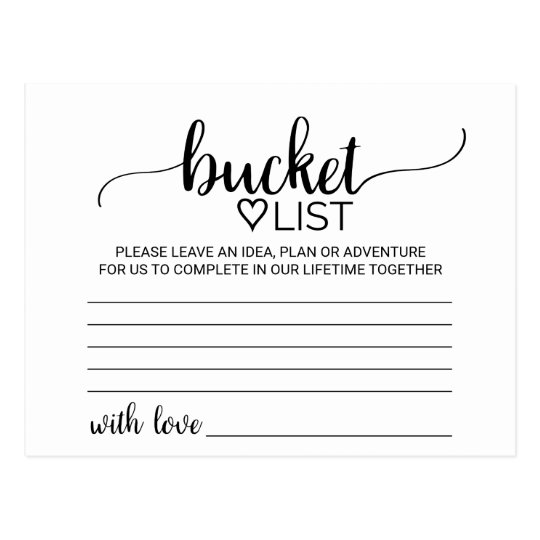 Simple Black Calligraphy Bucket List Cards | Zazzle.com