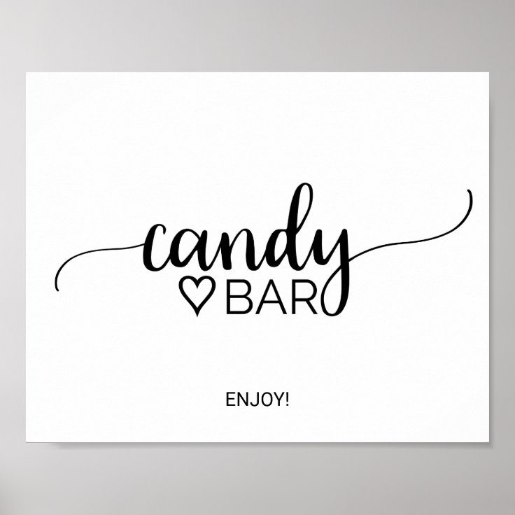 Simple Black Calligraphy Candy Bar Sign | Zazzle