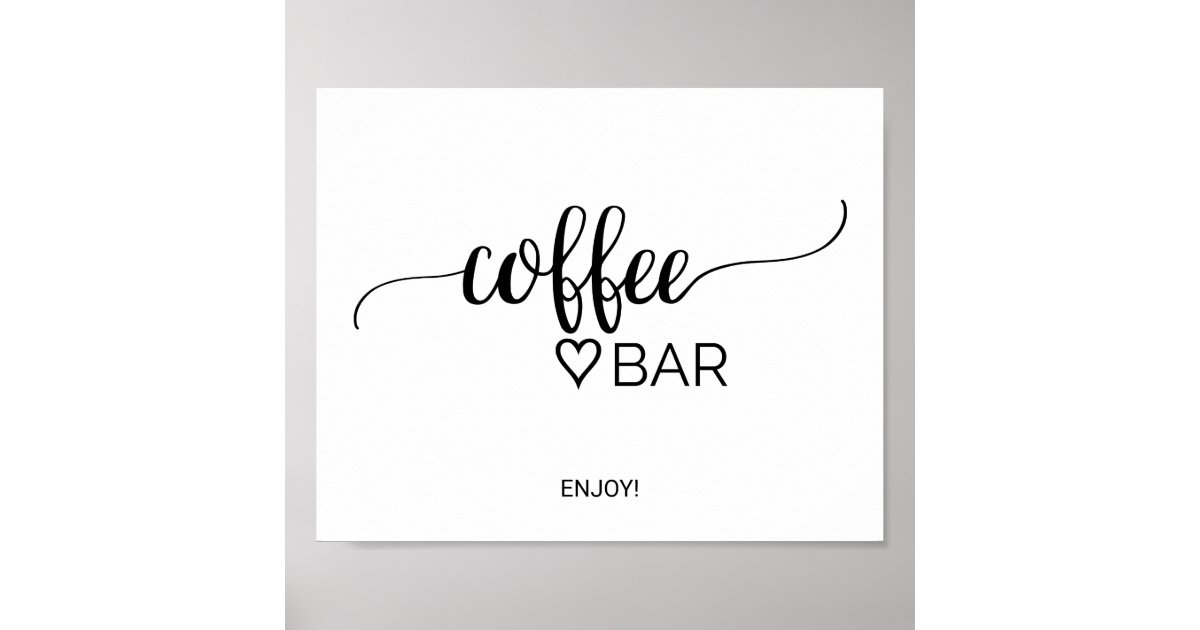Simple Black Calligraphy Coffee Bar Sign | Zazzle