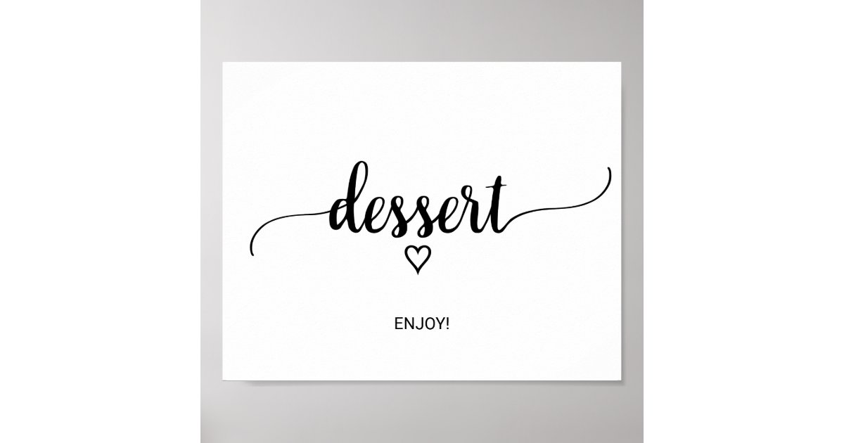 Simple Black Calligraphy Dessert Sign | Zazzle