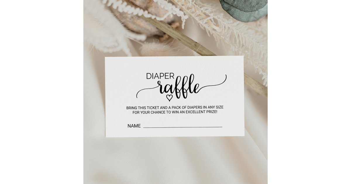Simple Black Calligraphy Diaper Raffle Enclosure | Zazzle
