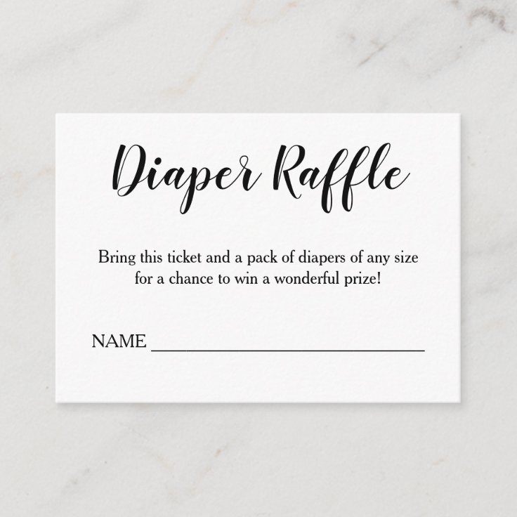 Simple Black Calligraphy Diaper Raffle Insert | Zazzle