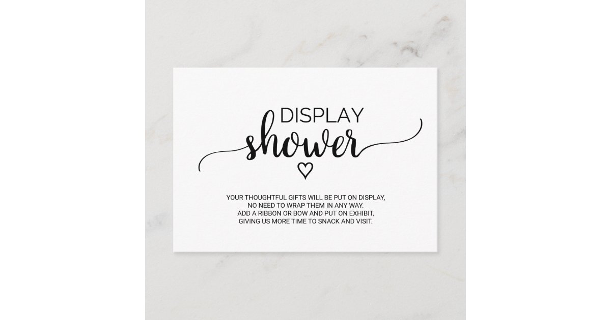 Simple Black Calligraphy Display Shower Enclosure Card | Zazzle