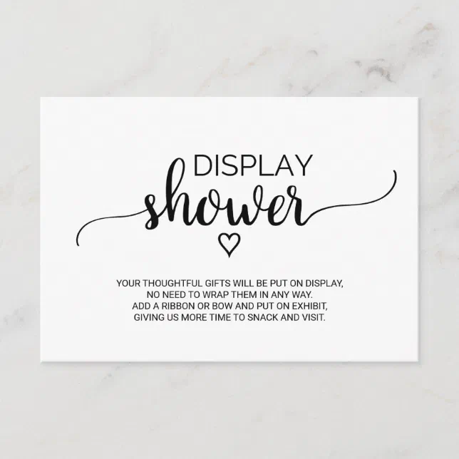 Simple Black Calligraphy Display Shower Enclosure Card | Zazzle