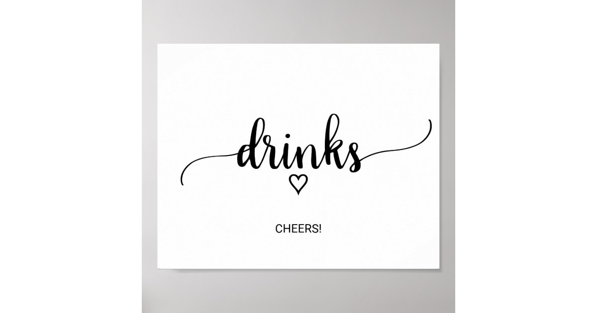 Simple Black Calligraphy Drinks Sign | Zazzle