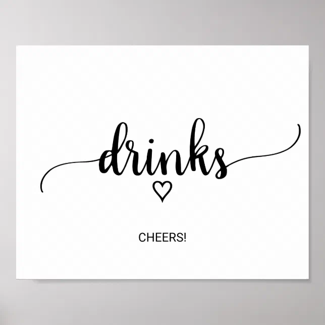 Simple Black Calligraphy Drinks Sign | Zazzle