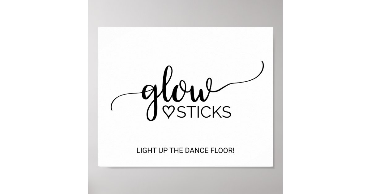 Simple Black Calligraphy Glow Sticks Sign | Zazzle